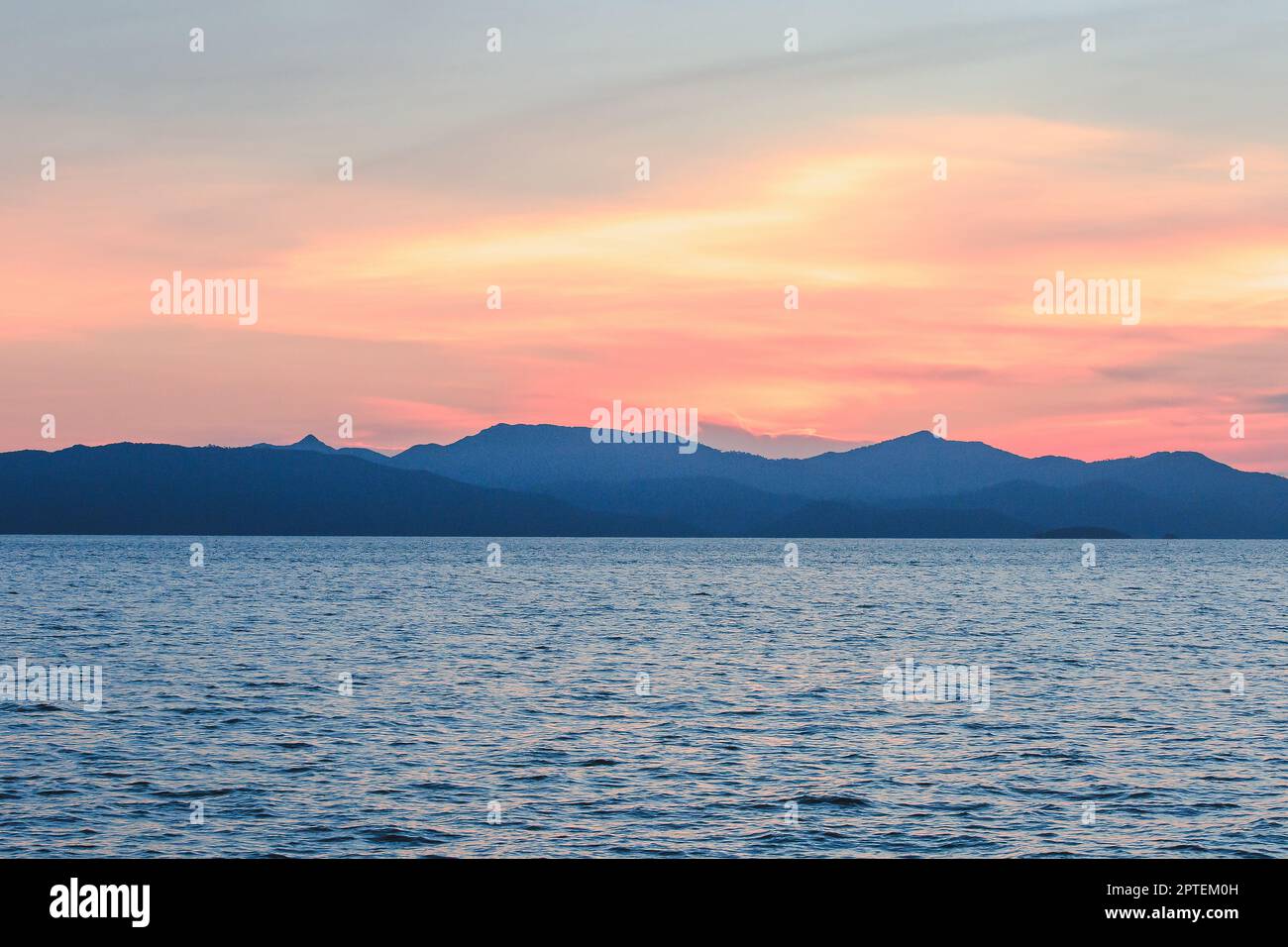 Twilight light of the sunset with beautiful sea landscape Stock Photo ...