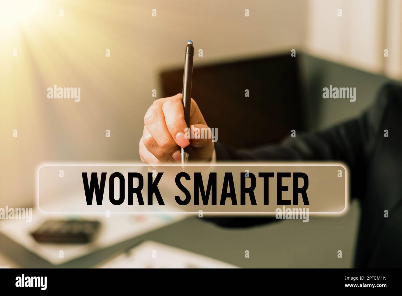 Hand writing sign Work Smarter, Concept meaning Efficiency Be clever in ...