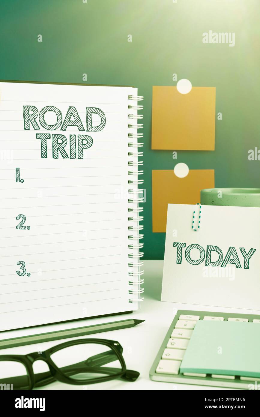 Writing displaying text Road Trip, Business idea Roaming around places ...