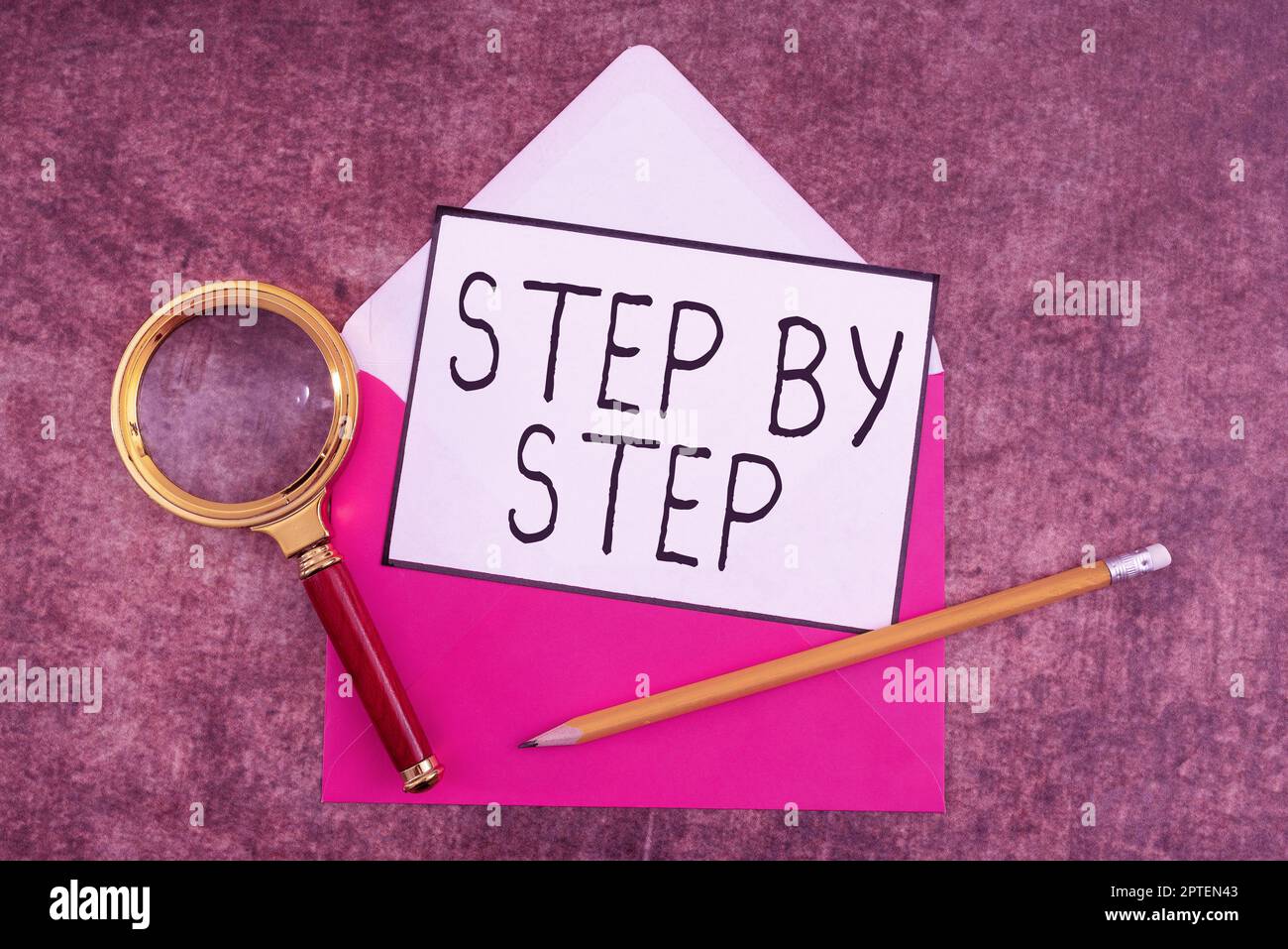 Hand writing sign Step By Step, Business approach Slow progress Road to ...