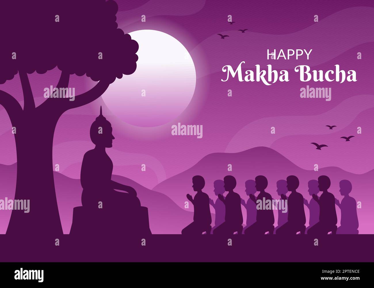 Happy Makha Bucha Day Template Hand Drawn Cartoon Flat Illustration ...