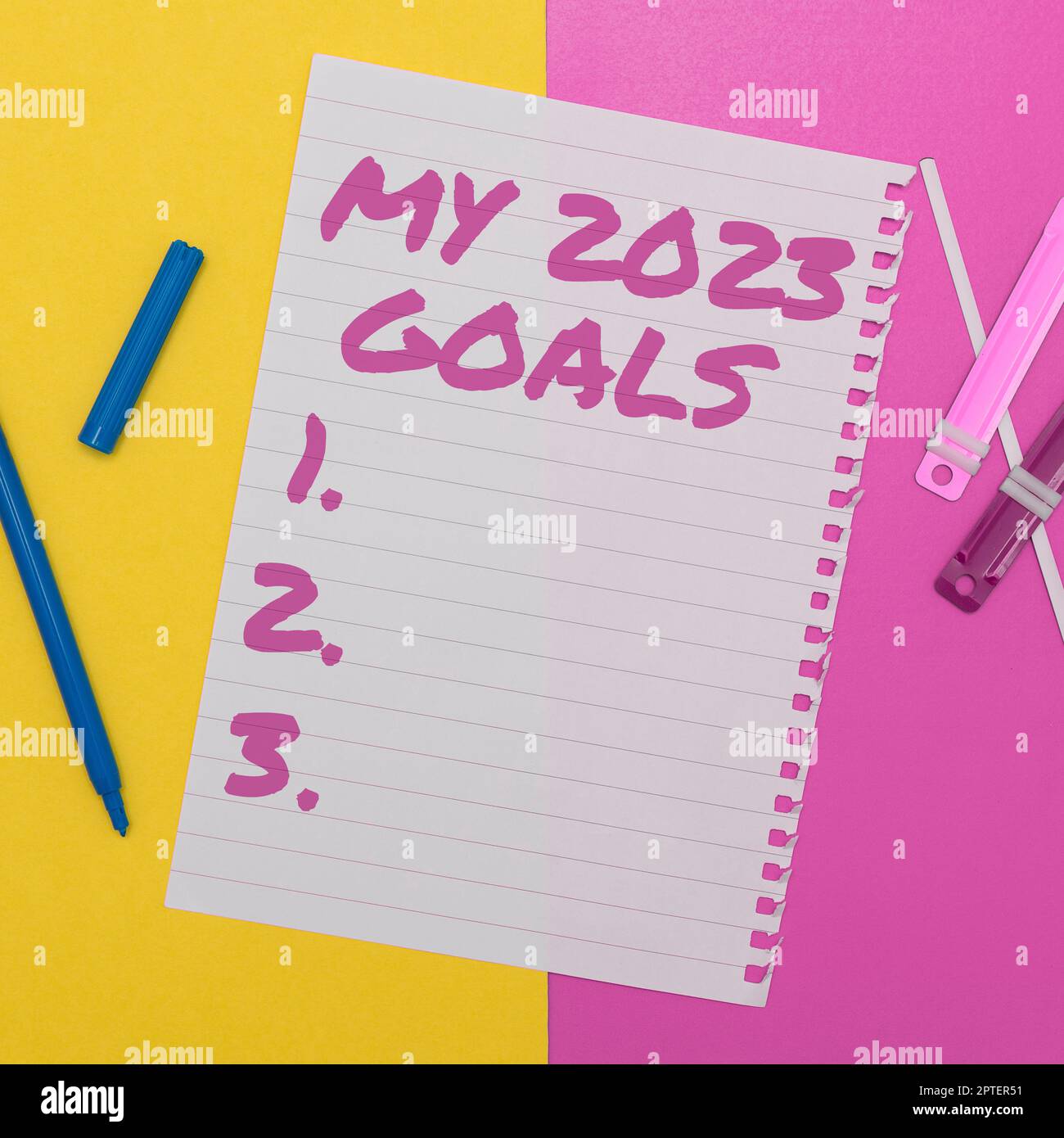 Hand writing sign My 2023 Goals, Internet Concept setting up personal ...