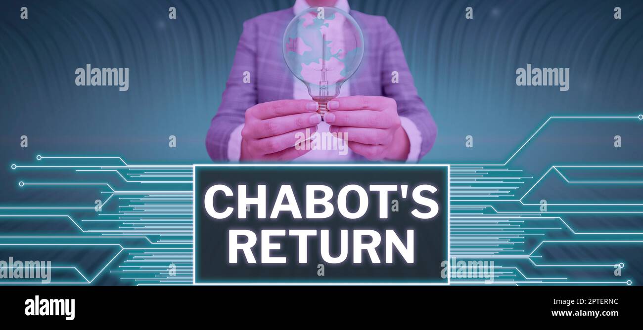 Hand writing sign Chabot'S Return, Business showcase the come back of ...