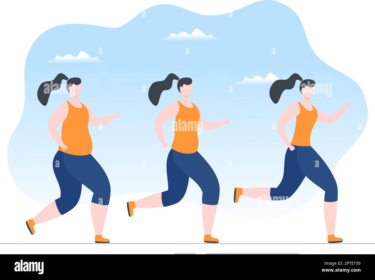 Weight Loss Template Hand Drawn Cartoon Flat Illustration of People ...