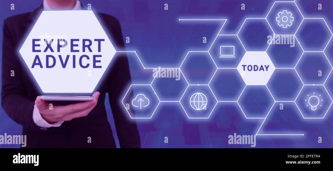 Hand writing sign Expert Advice, Business idea Sage Good Word ...