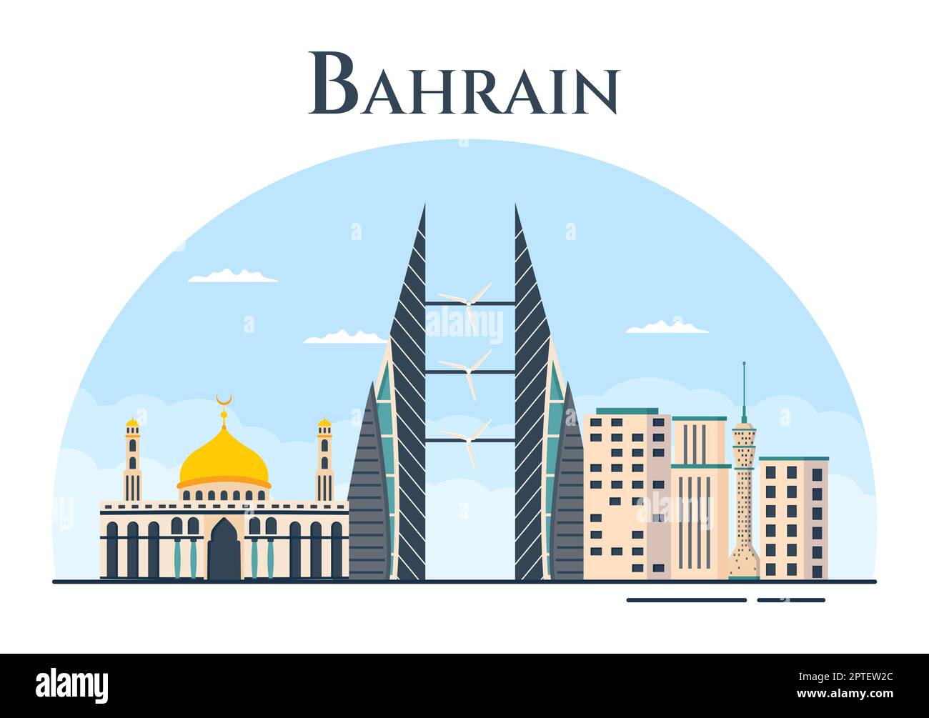 Bahrain National Day or Independence Template Hand Drawn Cartoon Flat ...