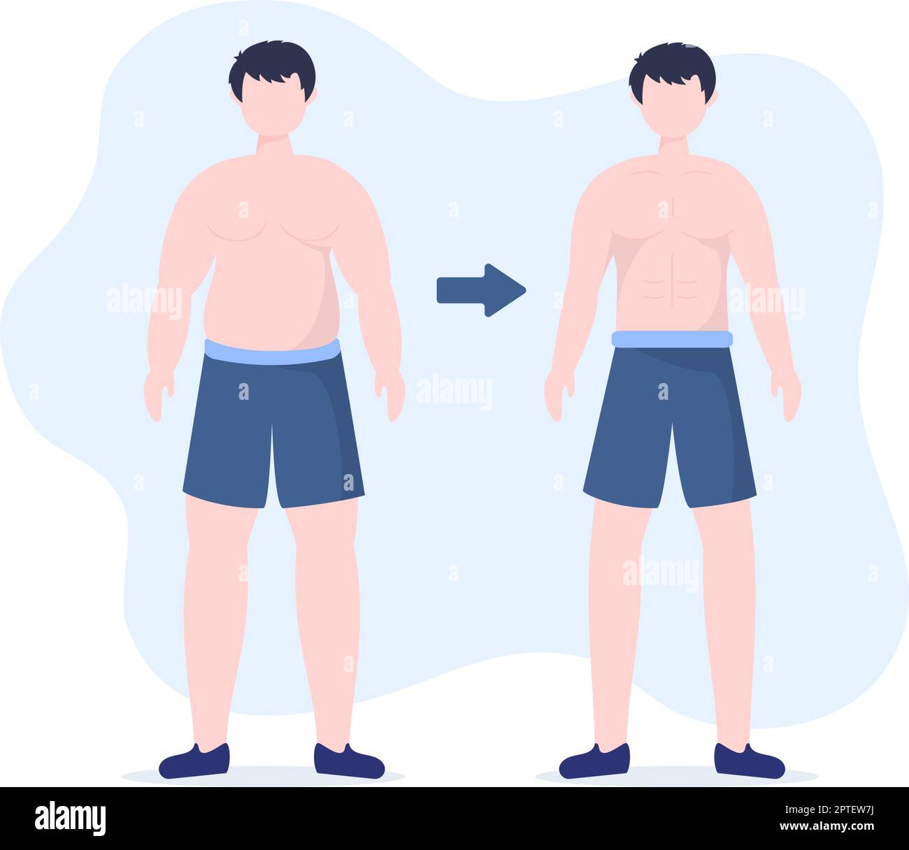 Weight Loss Template Hand Drawn Cartoon Flat Illustration of People ...