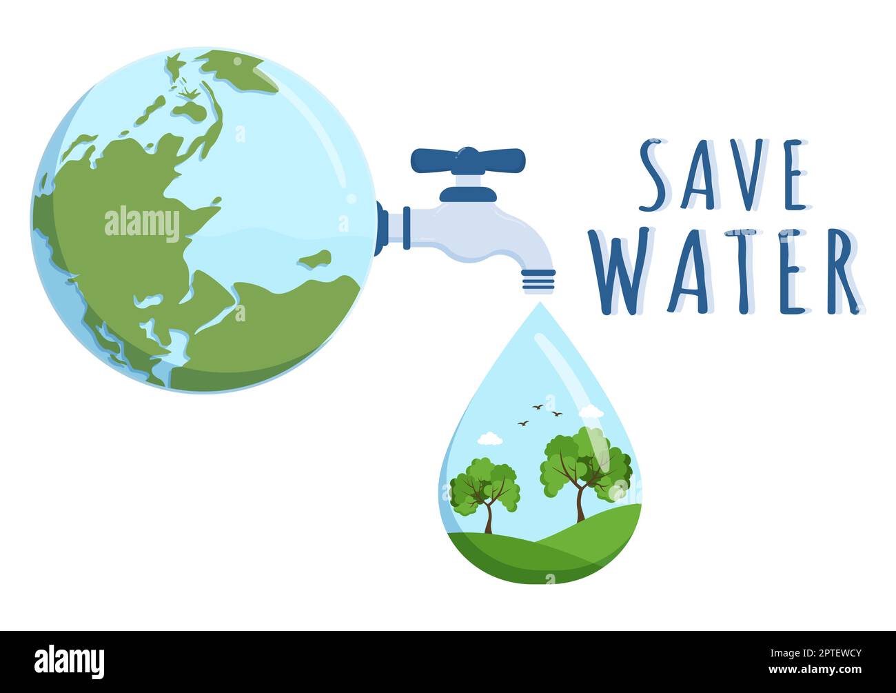 Water Saving Templates Hand Drawn Flat Cartoon Illustration for Mineral ...