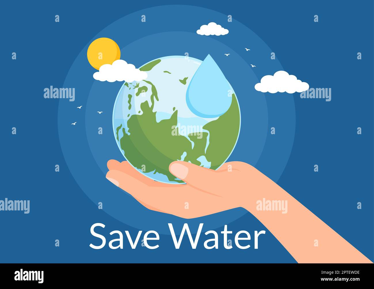 Water Saving Templates Hand Drawn Flat Cartoon Illustration for Mineral ...
