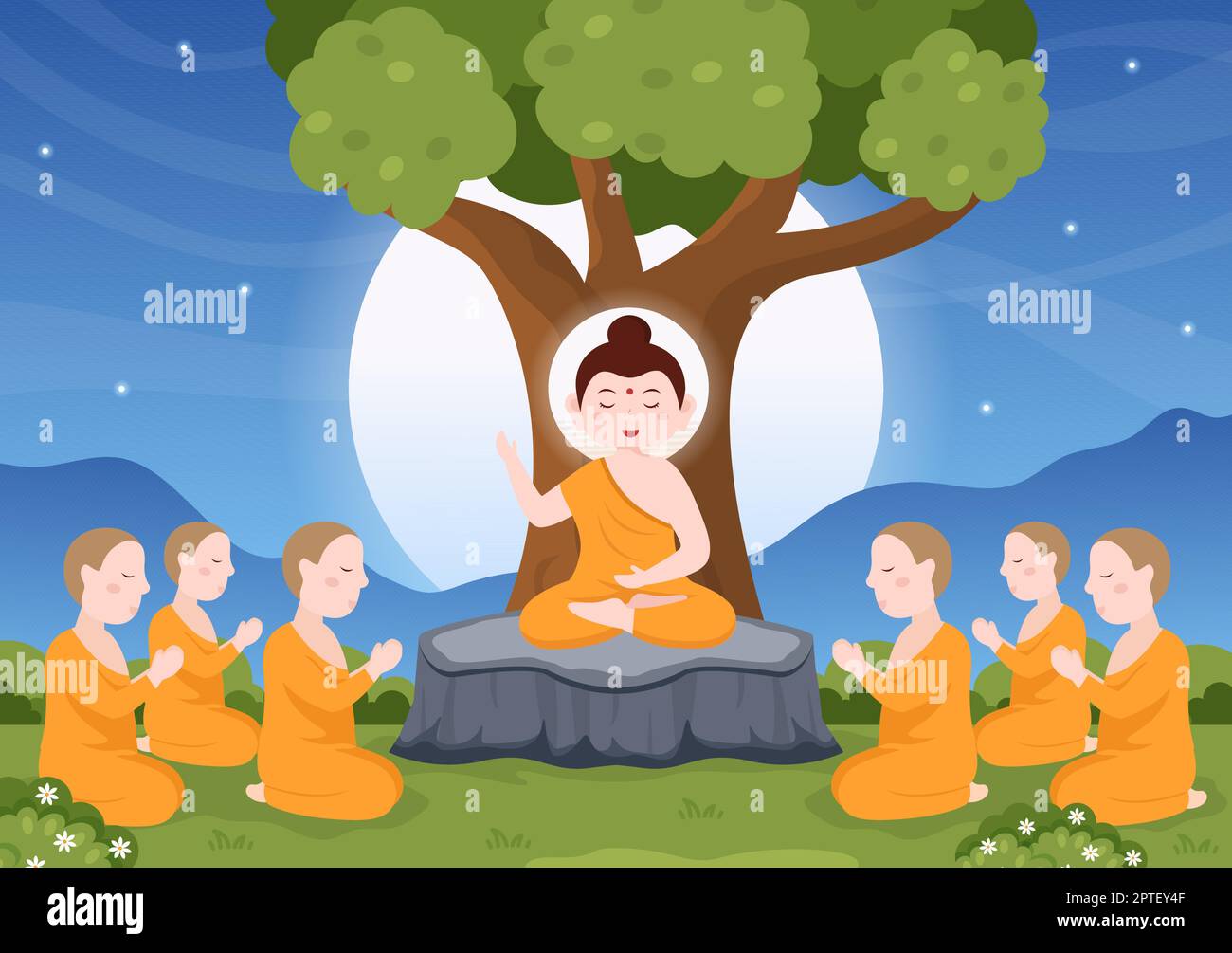 Happy Makha Bucha Day Template Hand Drawn Cartoon Flat Illustration ...