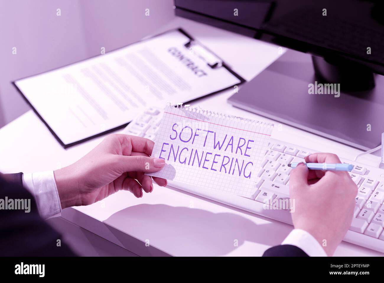 Hand writing sign Software Engineering, Concept meaning Program Development in Systematic ...