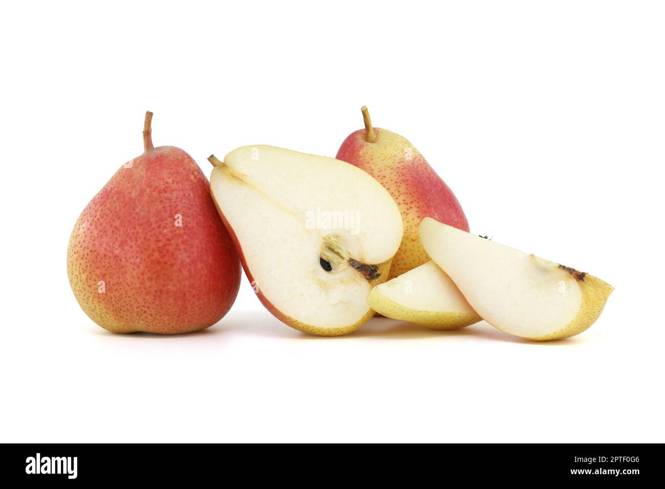 Fresh whole and half cut pear isolated on white background Stock Photo ...