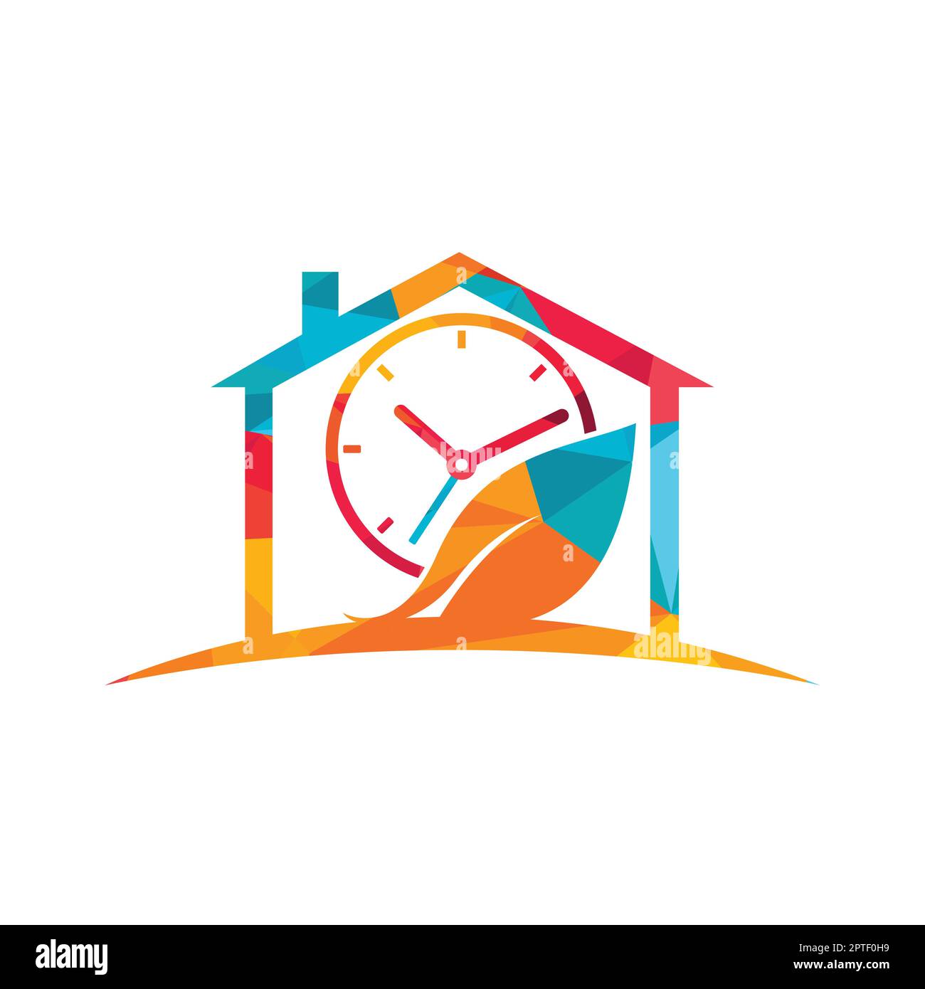 Nature time vector logo design. Vector clock and leaf logo combination ...