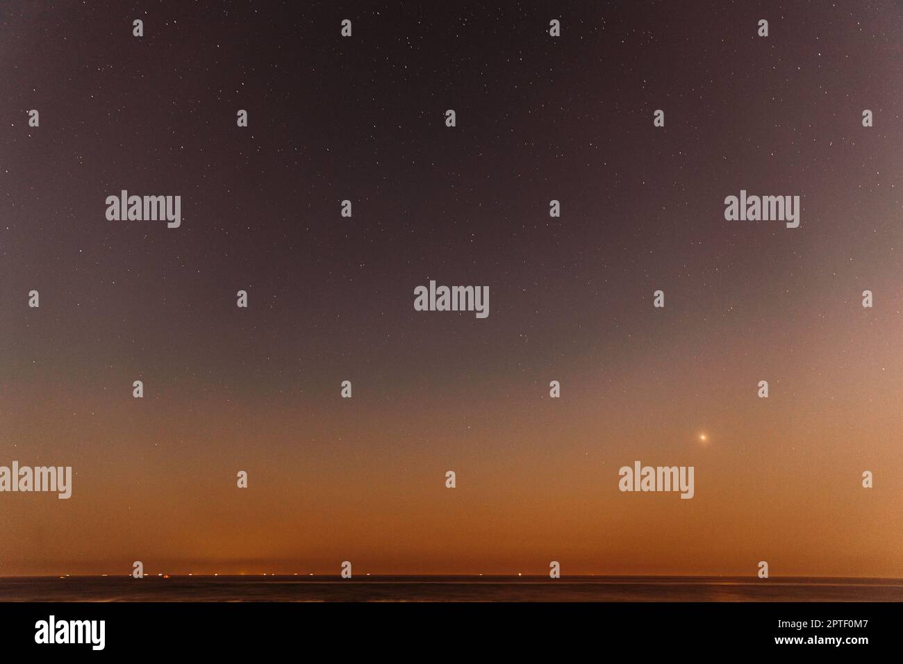 Real Colorful Night Sunset Sky Stars. Natural Starry Sky Above Sea ...