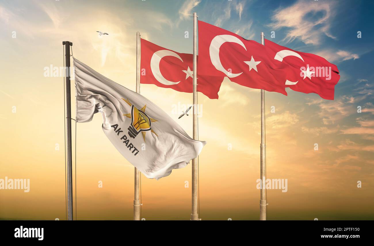 AkParty Flag, AKP Logo, Republic of Türkiye Stock Photo - Alamy