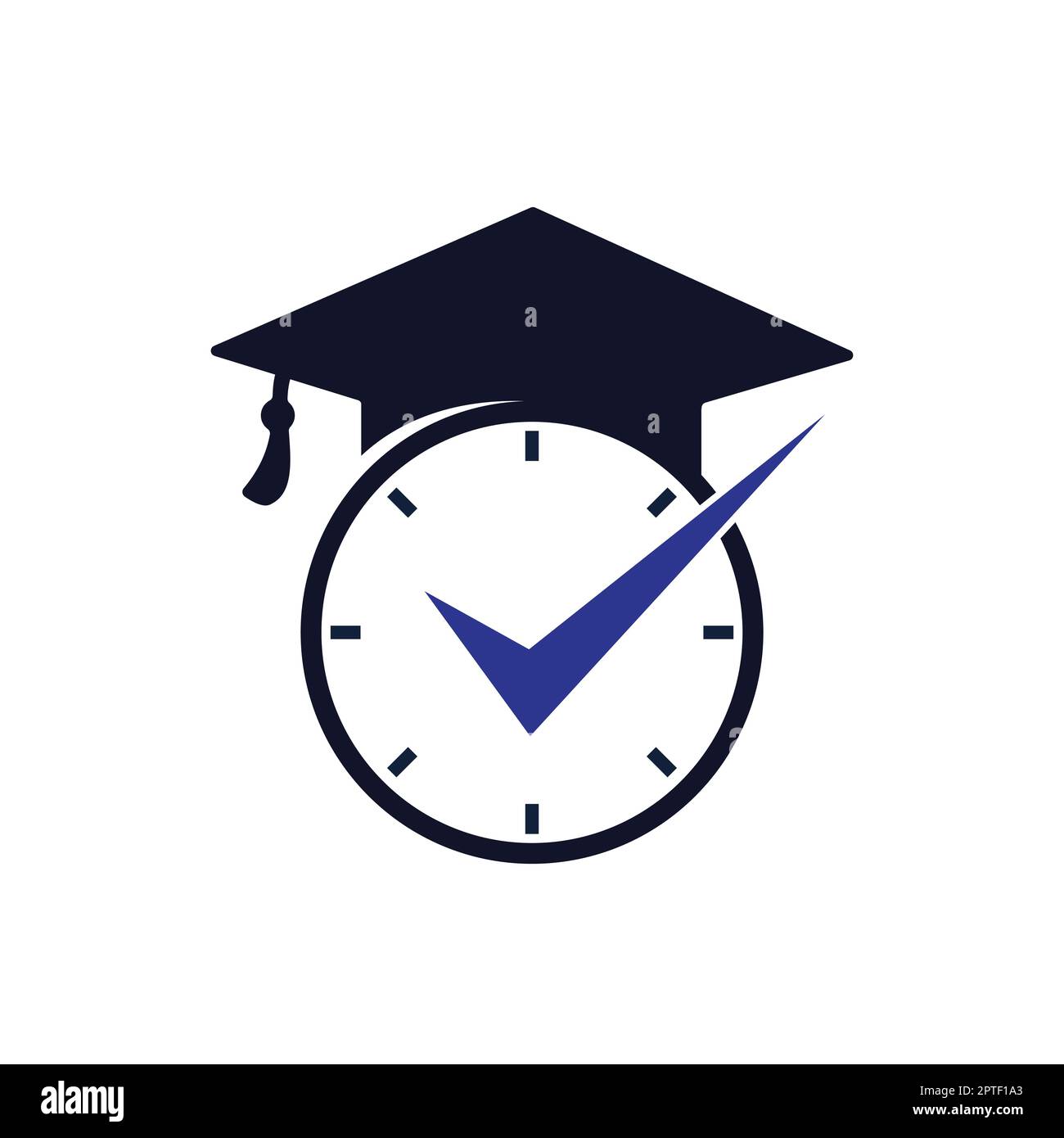 Study time vector logo design. Graduation hat with clock and check icon ...
