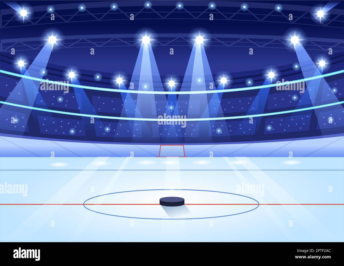 Ice Hockey Player Sport With Helmet Stick Puck And Skates In Ice Surface For Game Or