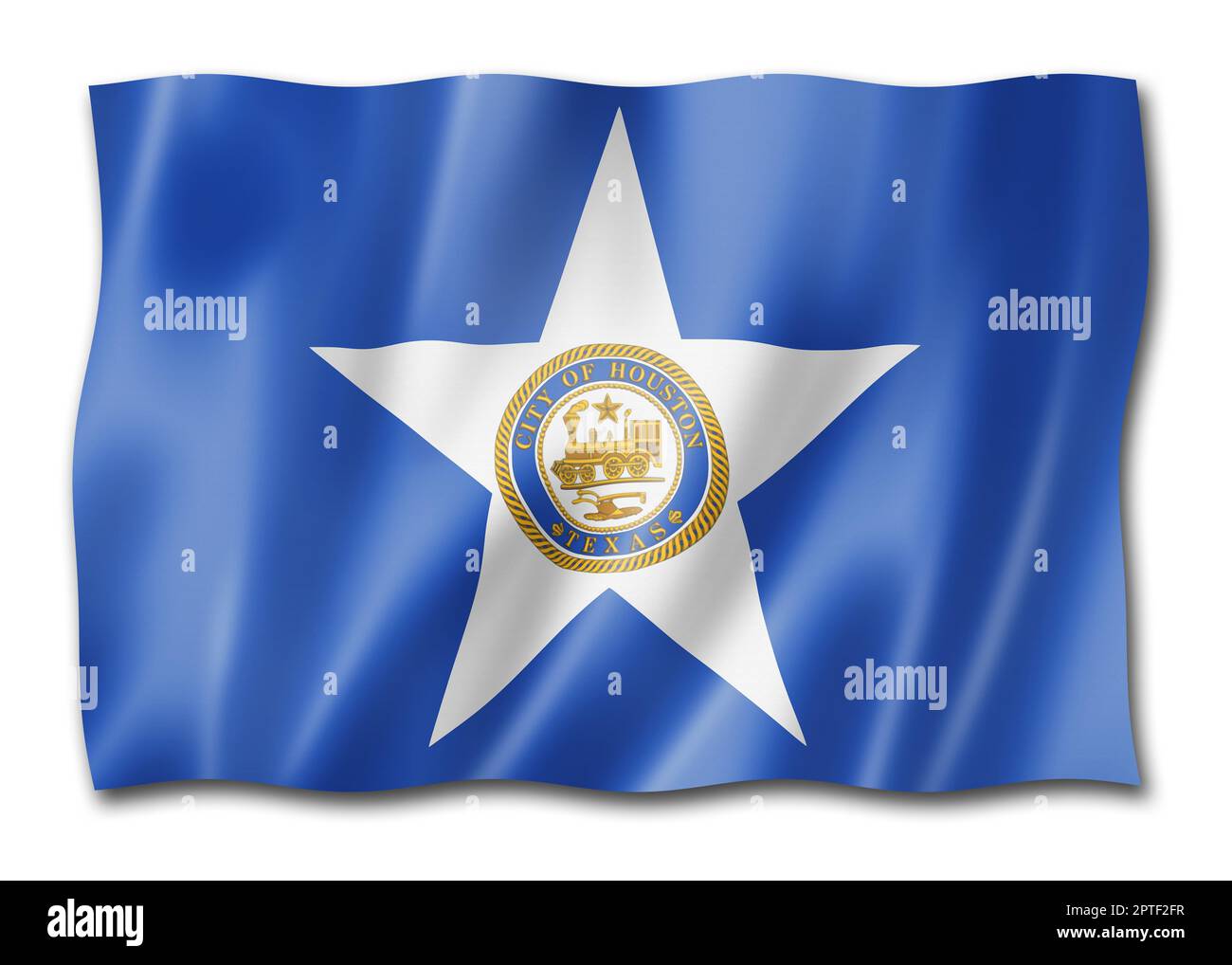Houston city flag, Texas. United states waving banner collection. 3D ...