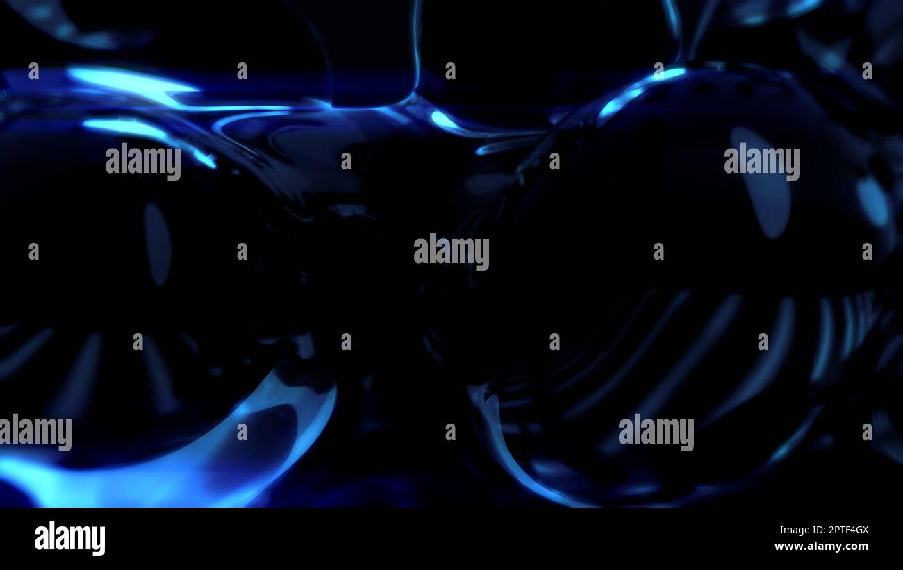electric blue glowing diaphanous fluid bubbles on black - abstract 3D ...