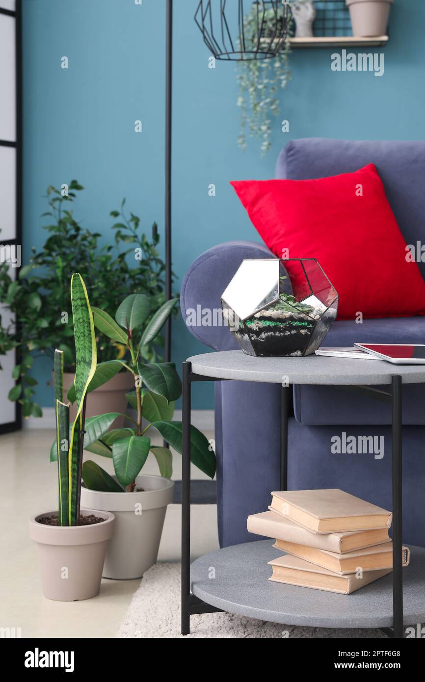 Florarium on table in living room Stock Photo - Alamy