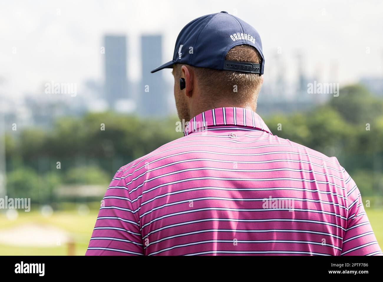 Captain Bryson DeChambeau of Crushers GC seen on the driving range ...