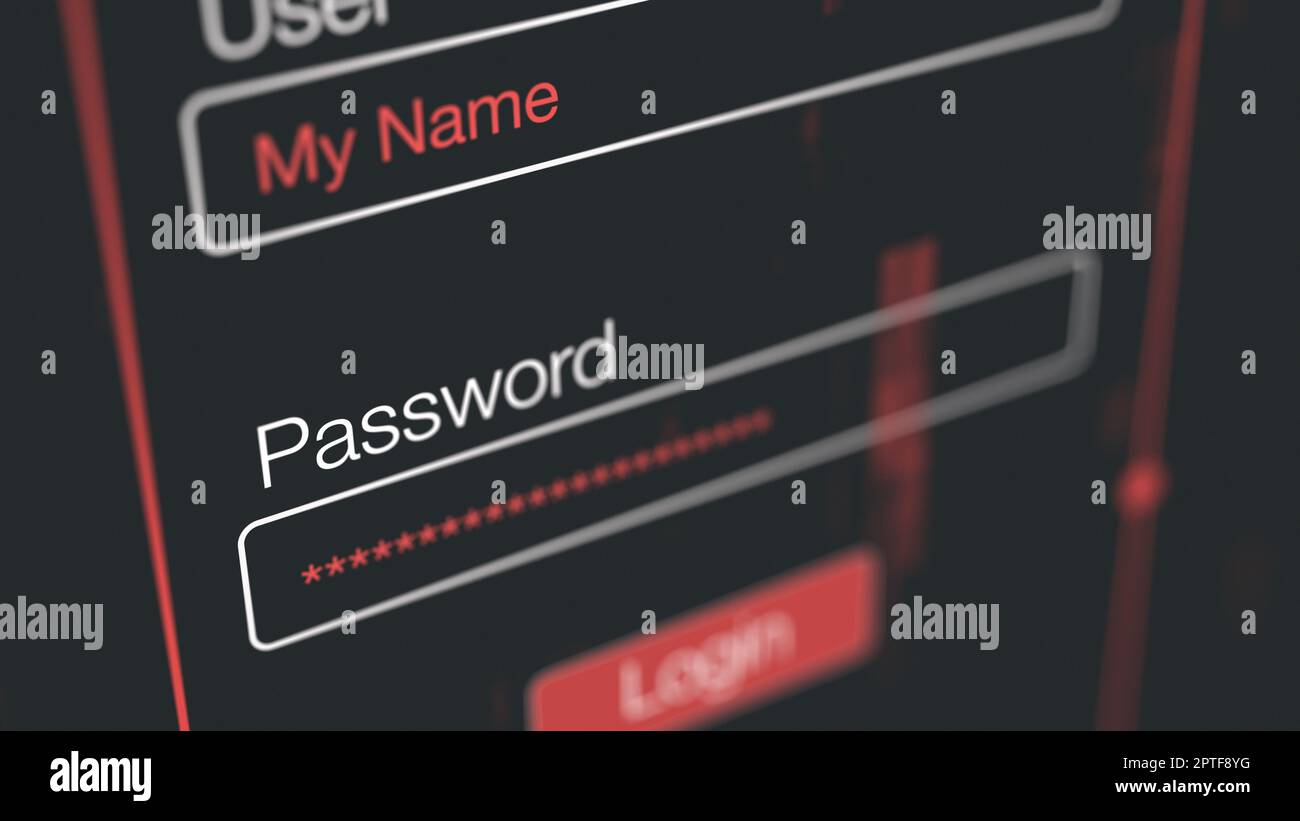 close-up of a login form, insert username and password, concept of ...