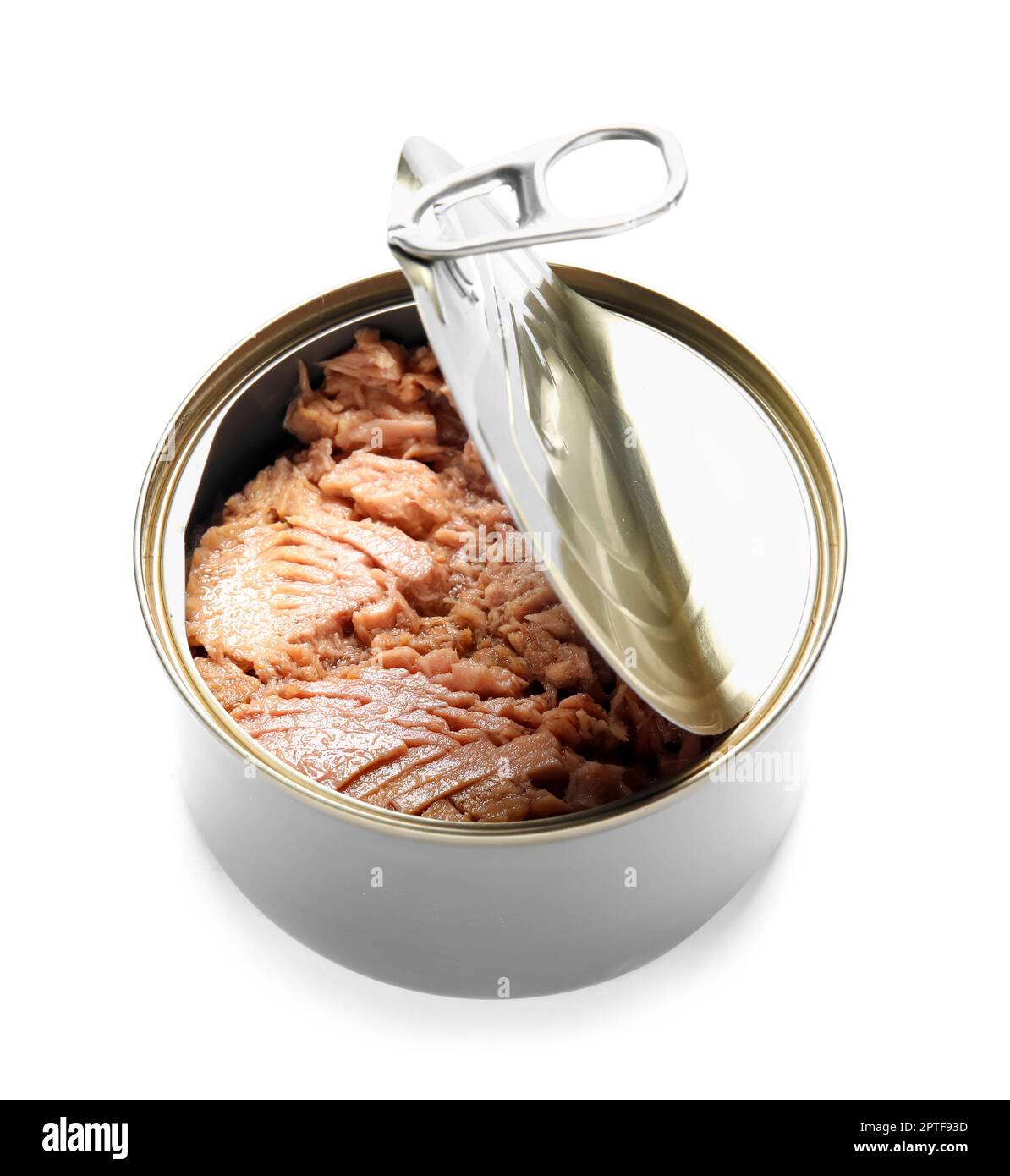 Opened tin can with tuna fish isolated on white background Stock Photo ...