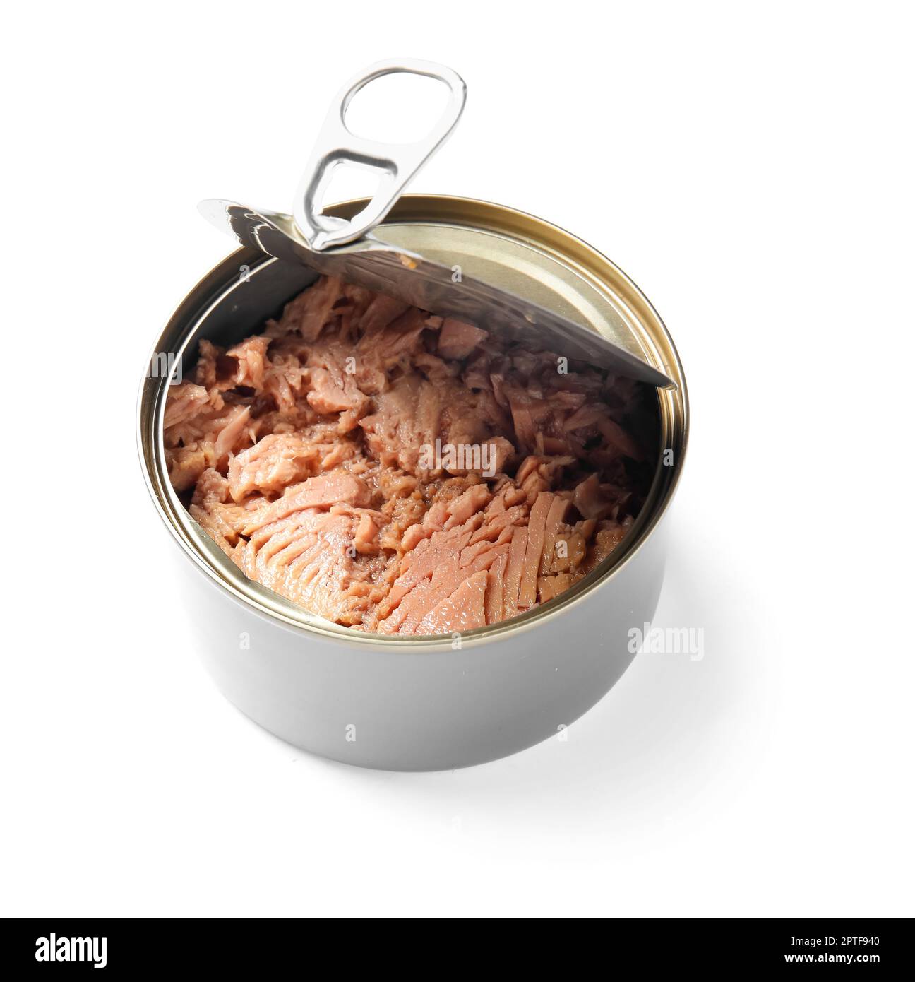 Opened tin can with tuna fish isolated on white background Stock Photo ...