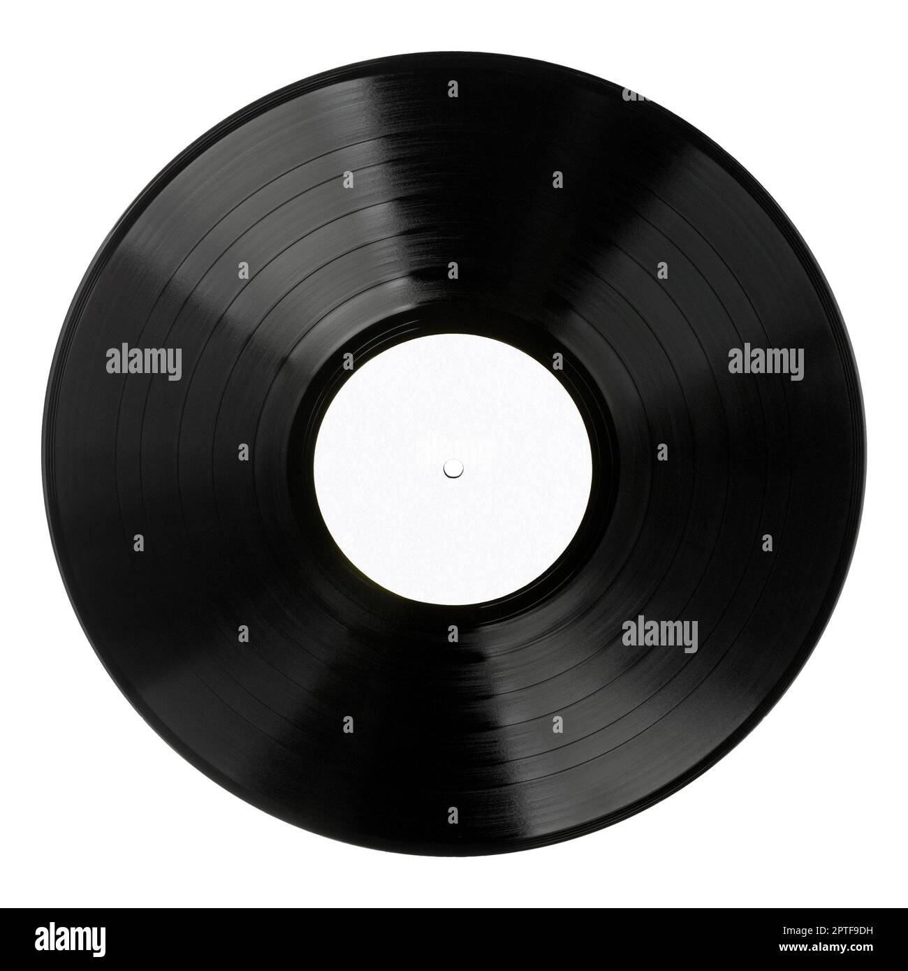 Black vinyl record isolated on white background, front view close up ...