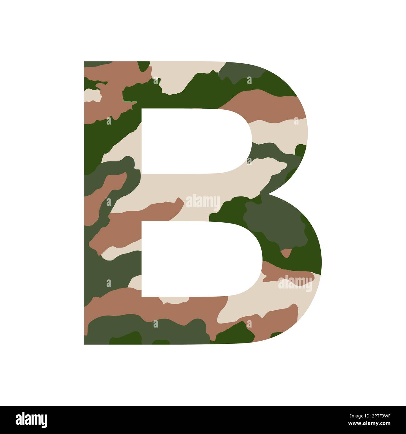 English alphabet letter B, khaki style isolated on white background ...