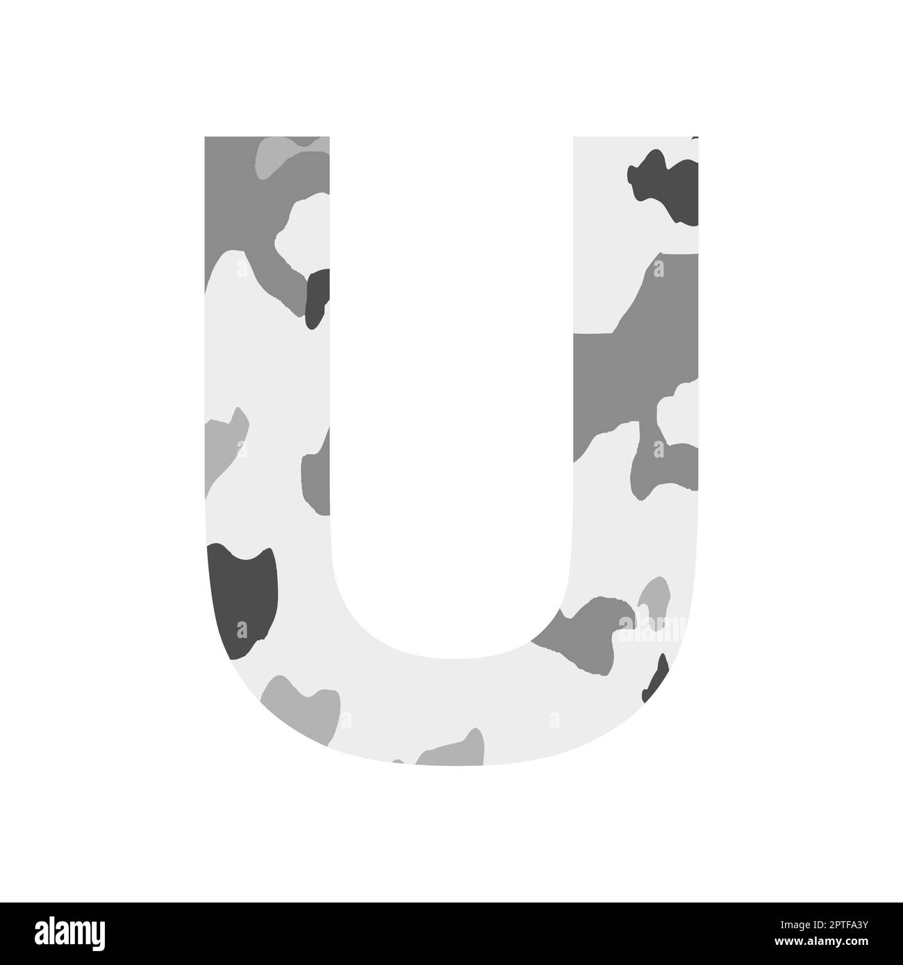 English alphabet letter U, khaki style isolated on white background ...