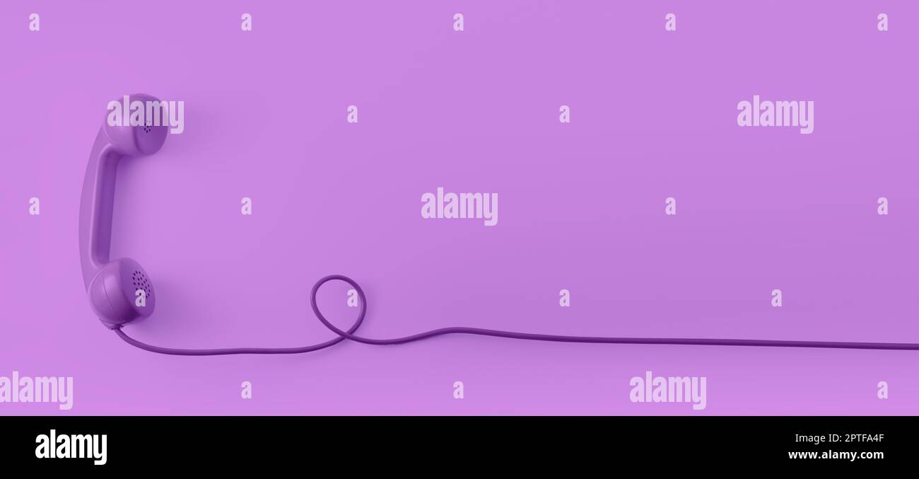 A violet vintage dial telephone handset with violet background Stock ...