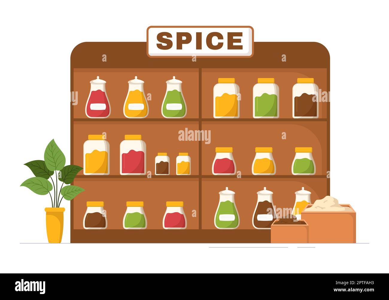 Spice Shop with Different Hot Spices, Condiment, Exotic Fresh Seasoning ...