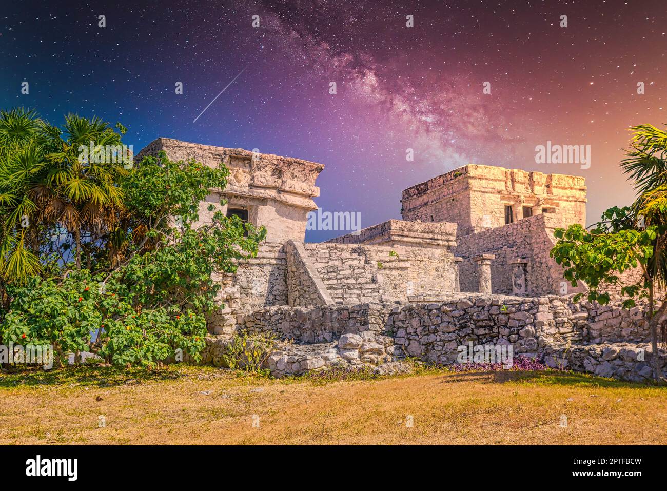 The castle, Mayan Ruins in Tulum, Riviera Maya, Yucatan, Caribbean Sea ...