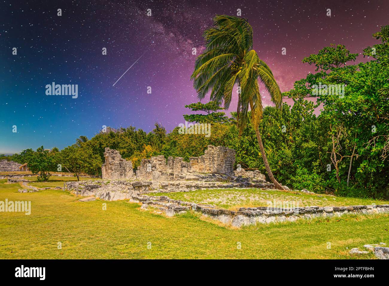 Ancient ruins of Maya in El Rey Archaeological Zone near Cancun ...