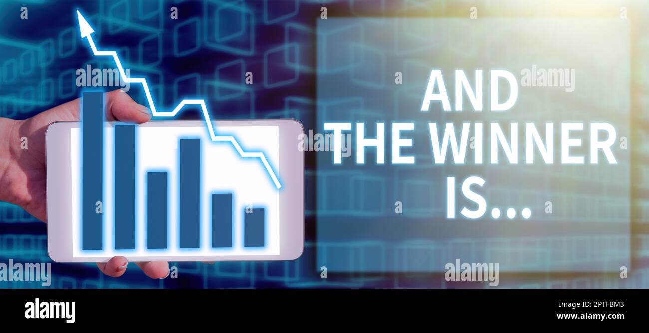 Text sign showing And The Winner Is..., Internet Concept Announcing who ...