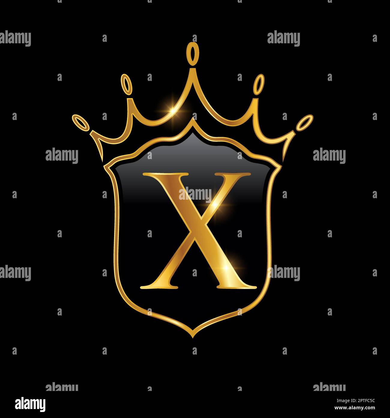 Initial X monogram alphabet with a crown and shield Stock Vector Image ...