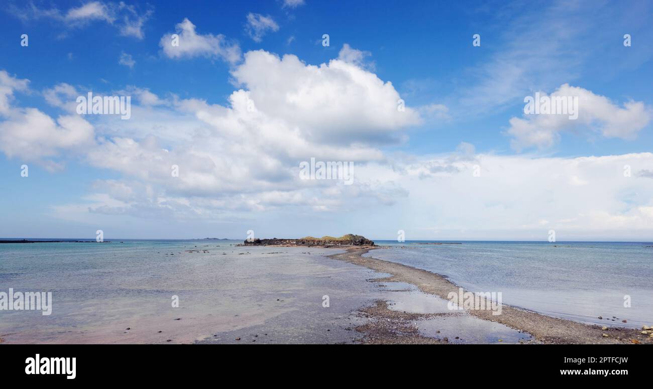 Low tide walking path connect Kueibishan and Chi Yu Island at Penghu of ...