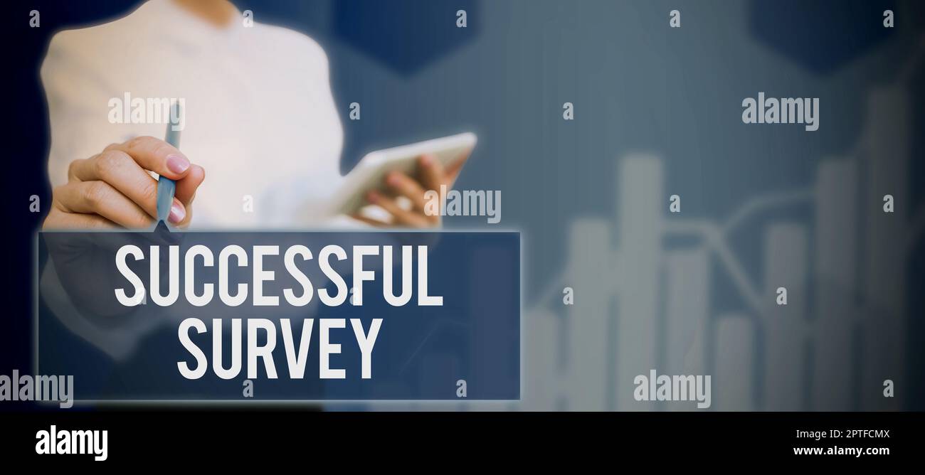 Text caption presenting Successful Survey, Word for generate high ...