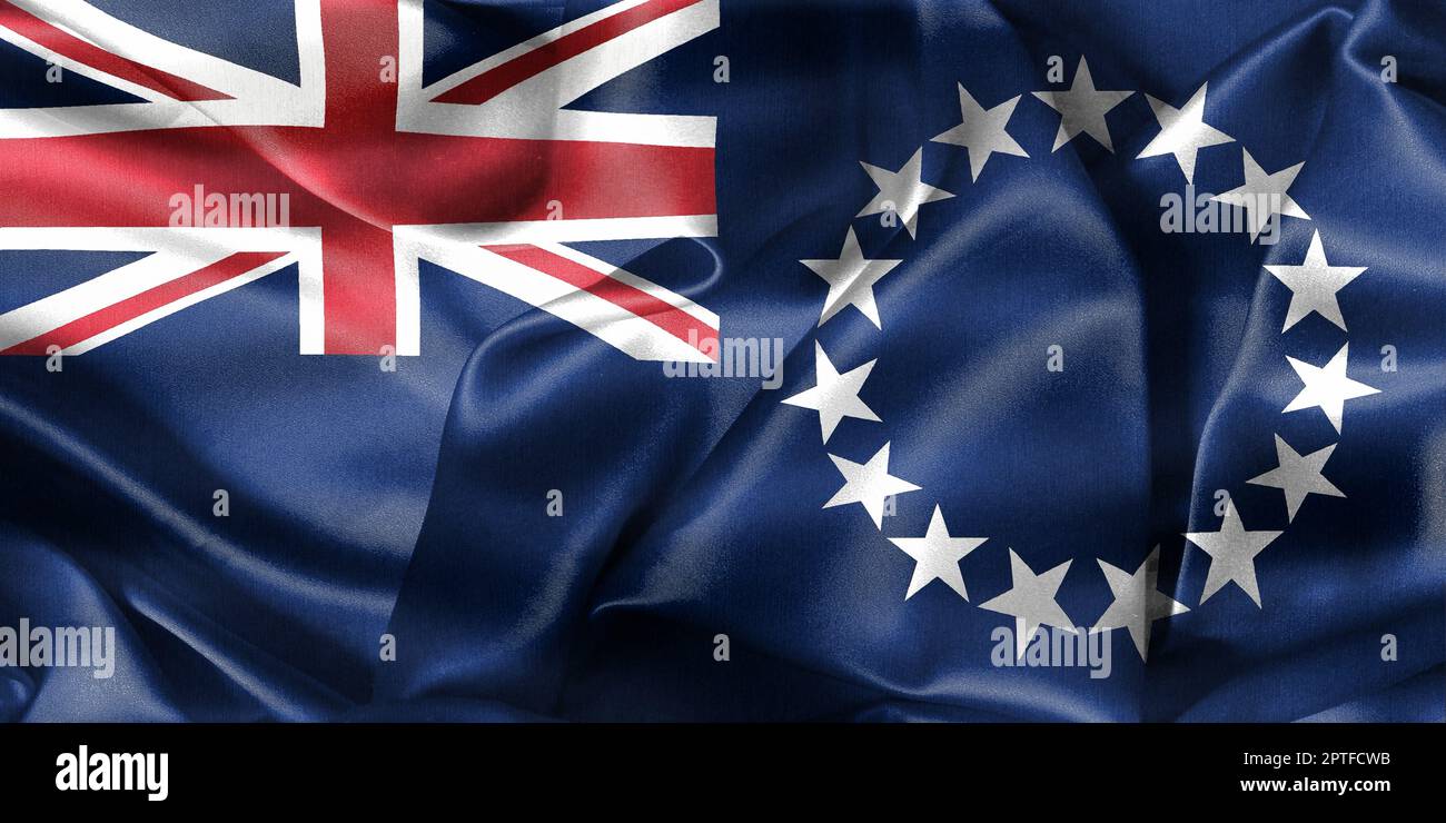 Cook Islands flag - realistic waving fabric flag Stock Photo - Alamy