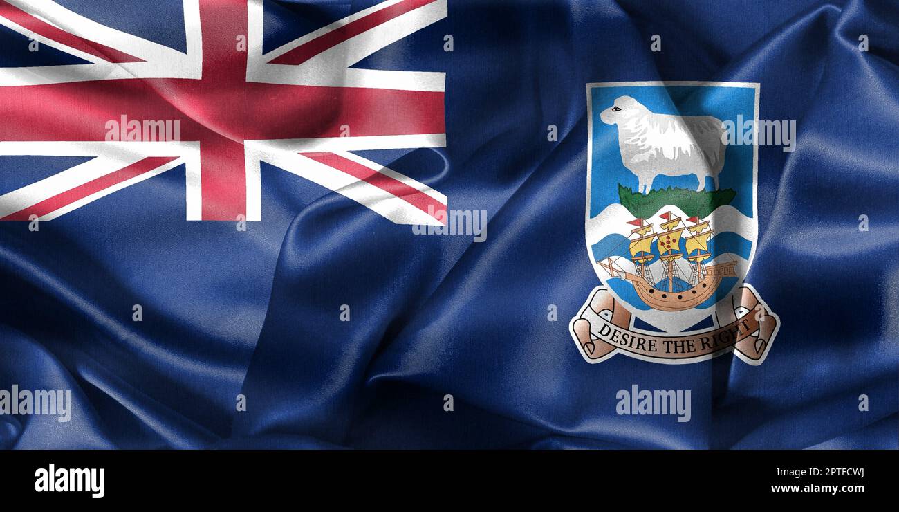 Falkland Islands flag - realistic waving fabric flag Stock Photo - Alamy