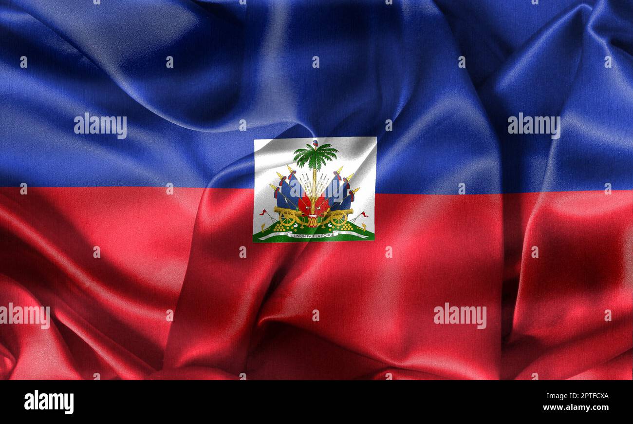 Haiti flag - realistic waving fabric flag Stock Photo - Alamy