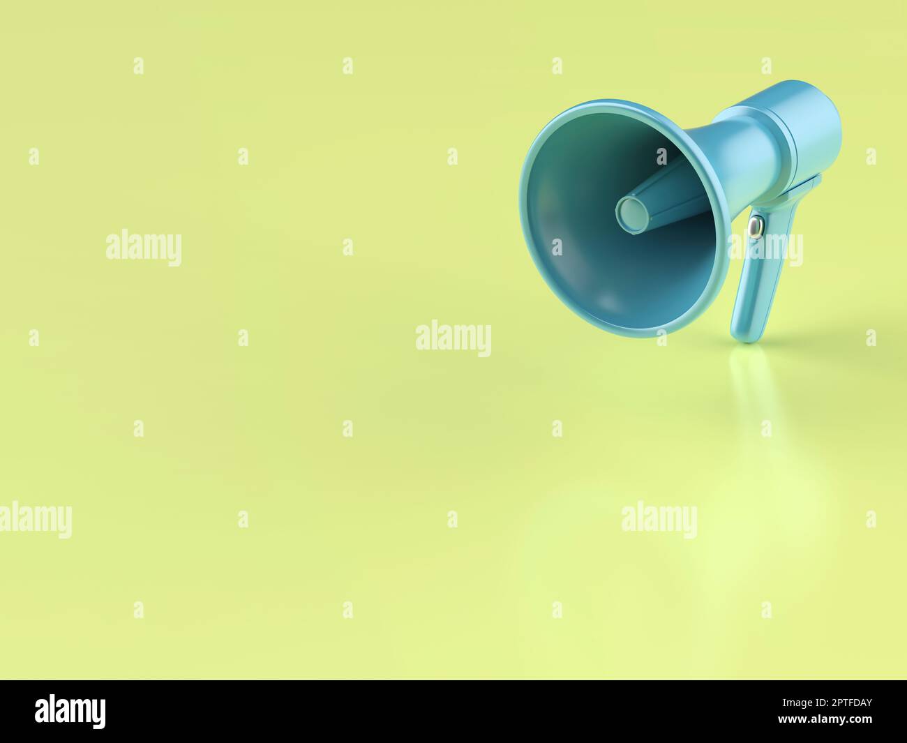 Blue megaphone on shiny green background Stock Photo - Alamy