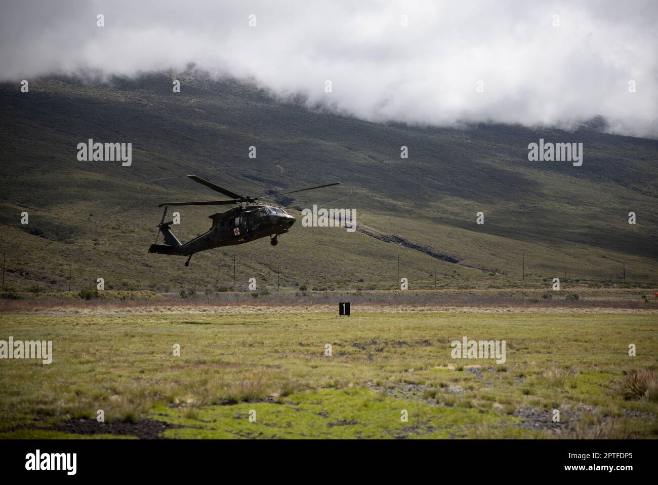 A U.S. Army UH-60 lands after conducting a flyover during Experience ...