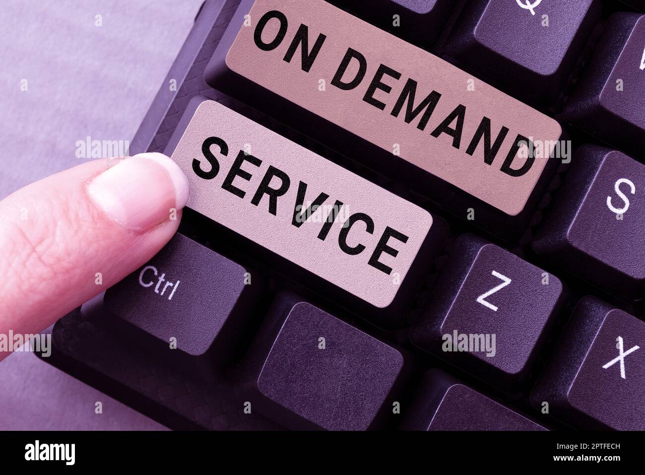 Sign displaying On Demand Service, Internet Concept Allows consumers to ...