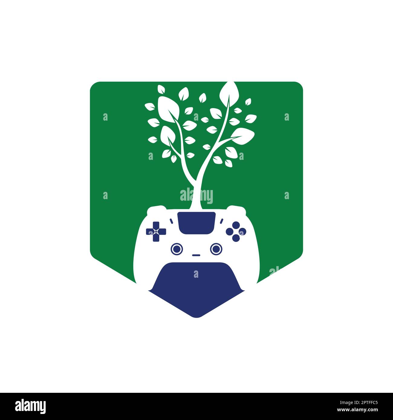 Eco game vector logo design. Green gamepad fresh leaf nature logo ...