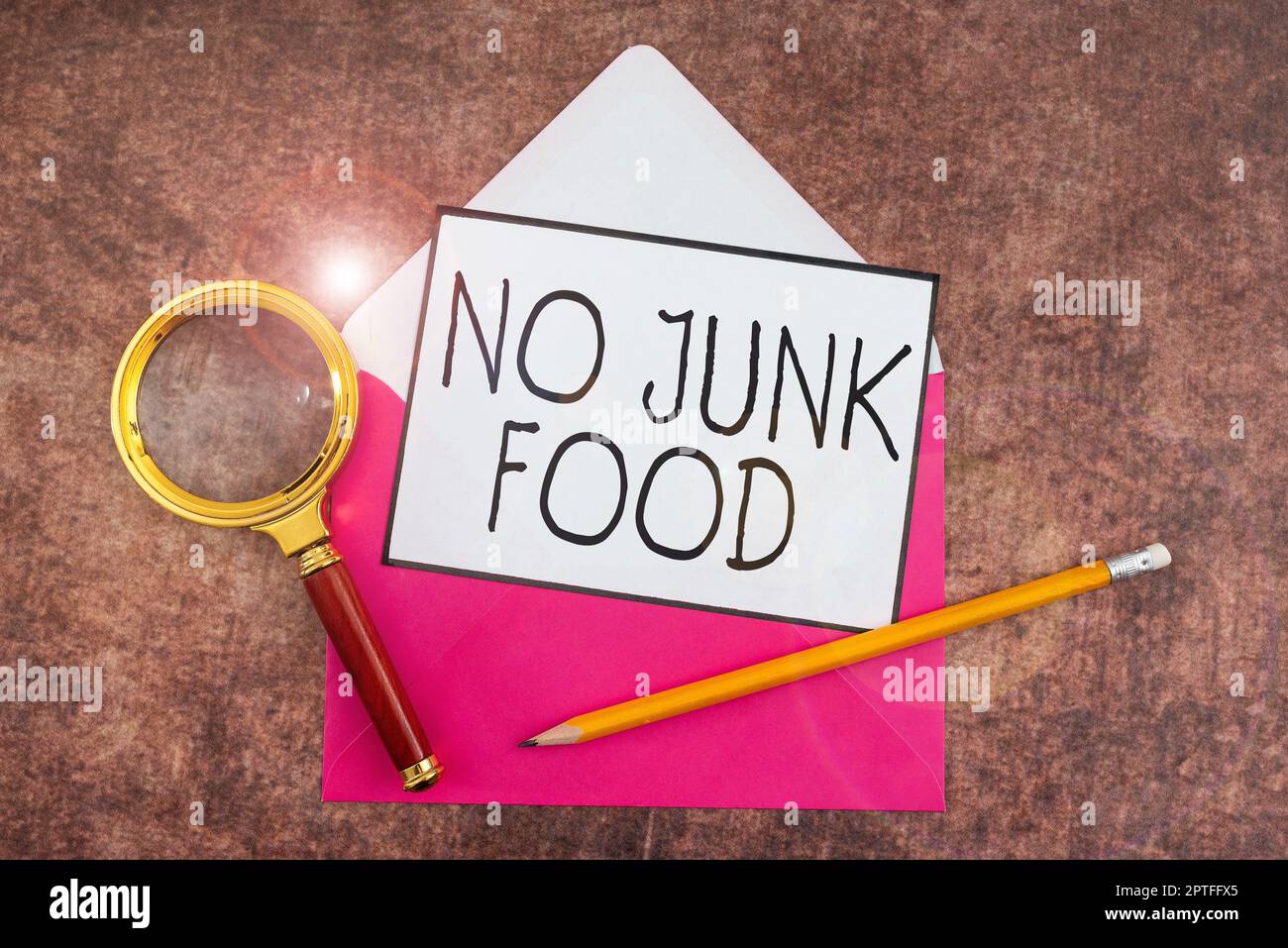 Text showing inspiration No Junk Food, Word for Stop eating unhealthy ...