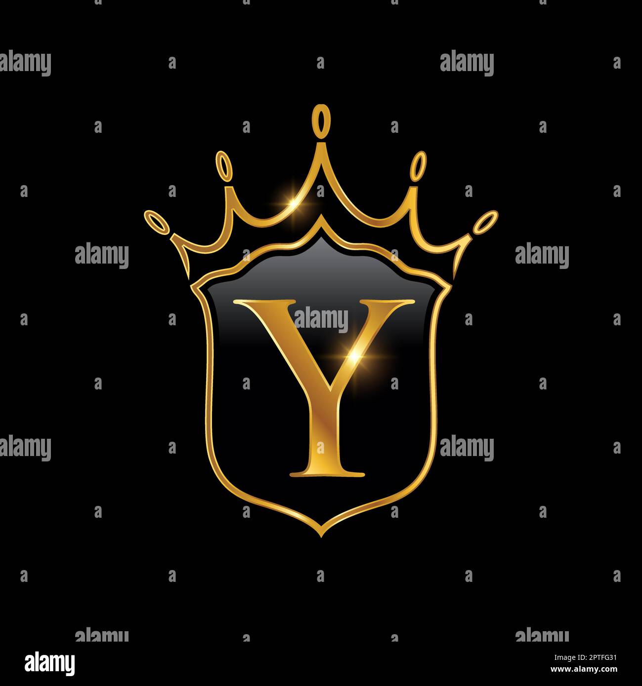 Initial Y monogram alphabet with a crown and shield Stock Vector Image ...