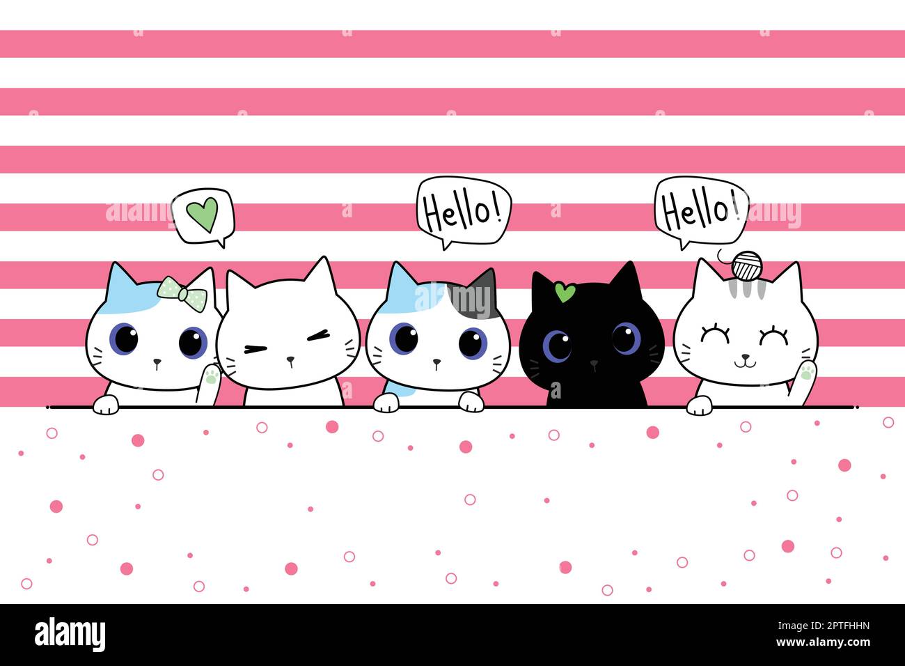 Banner background cute cats say hello Stock Vector Image & Art - Alamy