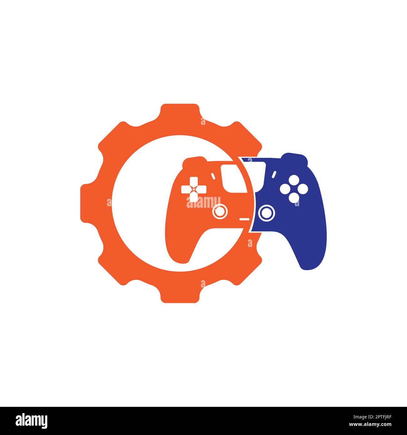 Gamepad repair vector logo design template. Gear with console icon ...